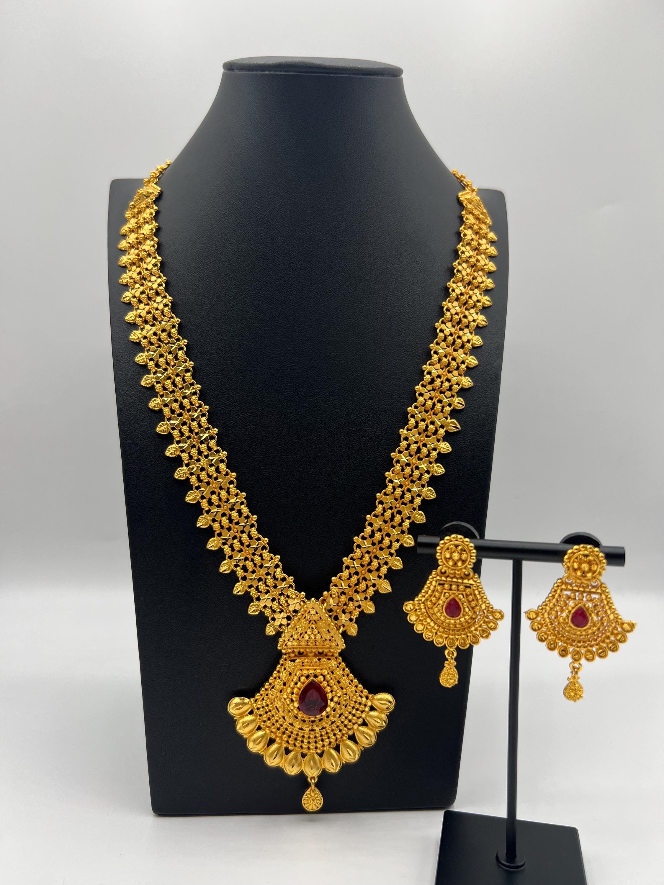 24k Gold Plated Luxurious Rani Haar Set - Etsy