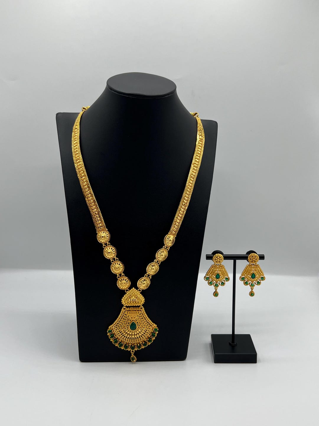 Traditional Nepali & Indian Rani Haar | 24K Gold Plated With Green ...