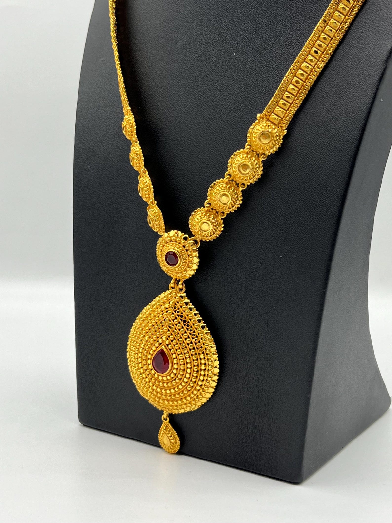 Gold Plated Rani Haar With Earrings Set – Red Stone Traditional ...