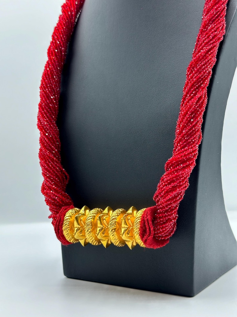 24K Gold Plated New Design Maili Tilhari in Red Hydro Potey Necklace ...