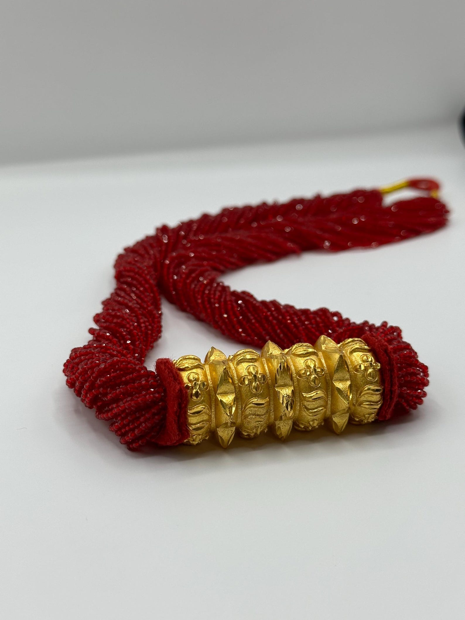 24K Gold Plated New Design Maili Tilhari in Red Hydro Potey Necklace ...