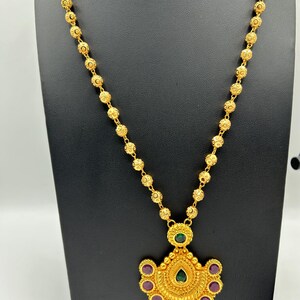 24k Gold Plated Ball Chain Rani Haar Set - Etsy