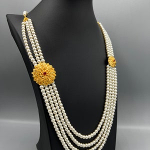 Gold plated Chandra Haar Necklace With Pearls Inspired by Nepal Moti Haar Etsy India