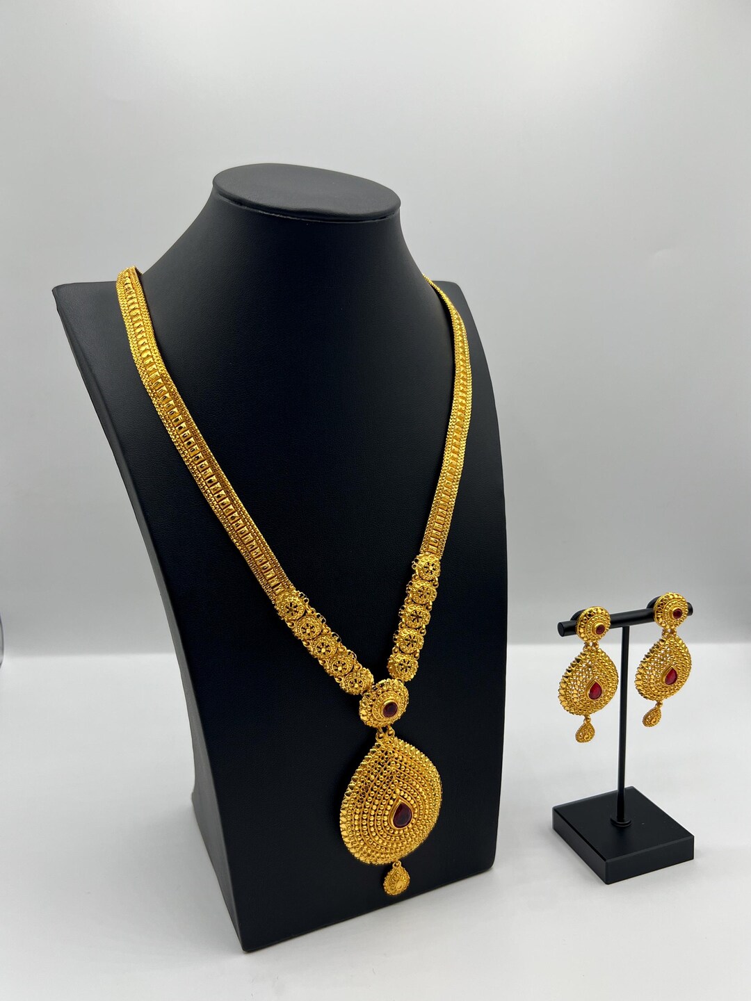 24k Gold Plated Rani Haar Set, Inspired by India, Pakistan, and Nepal ...