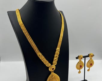 24k Gold Plated Rani Haar Set, Inspired by India, Pakistan, and Nepal ...