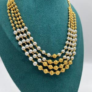 Gold Plated Layered Ball Chain With Pearls - Etsy Canada