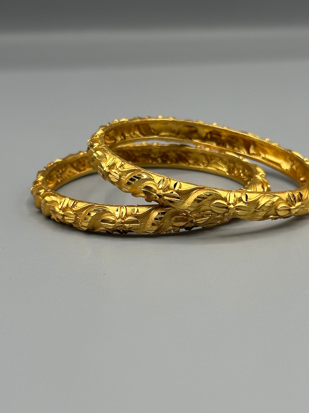 Gold-plated Floral Design Bangles Inspired by Indian - Etsy