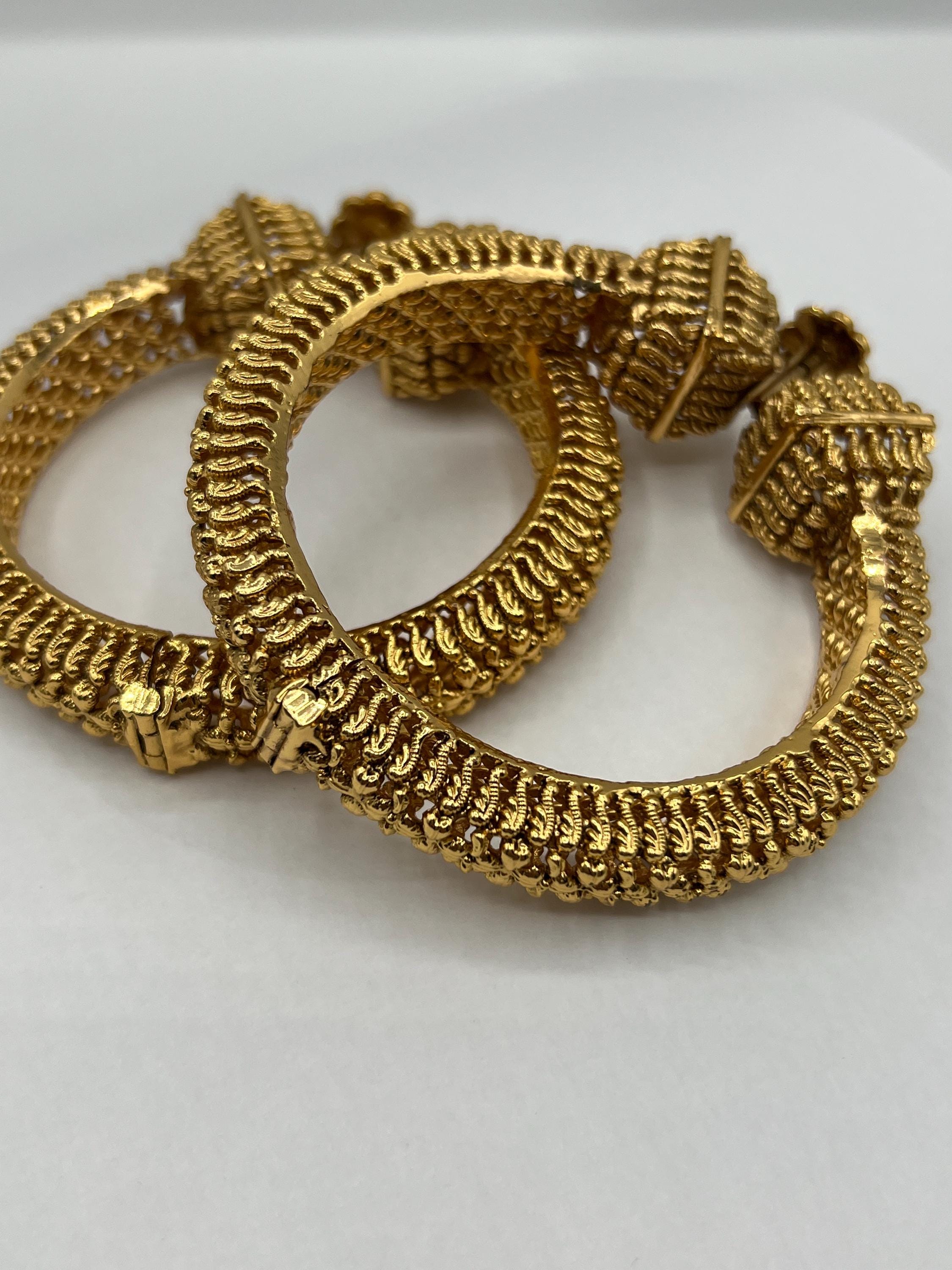 Brass Bangle Pair Screw-in | Temple Jewellery Kada | Traditional Indian ...