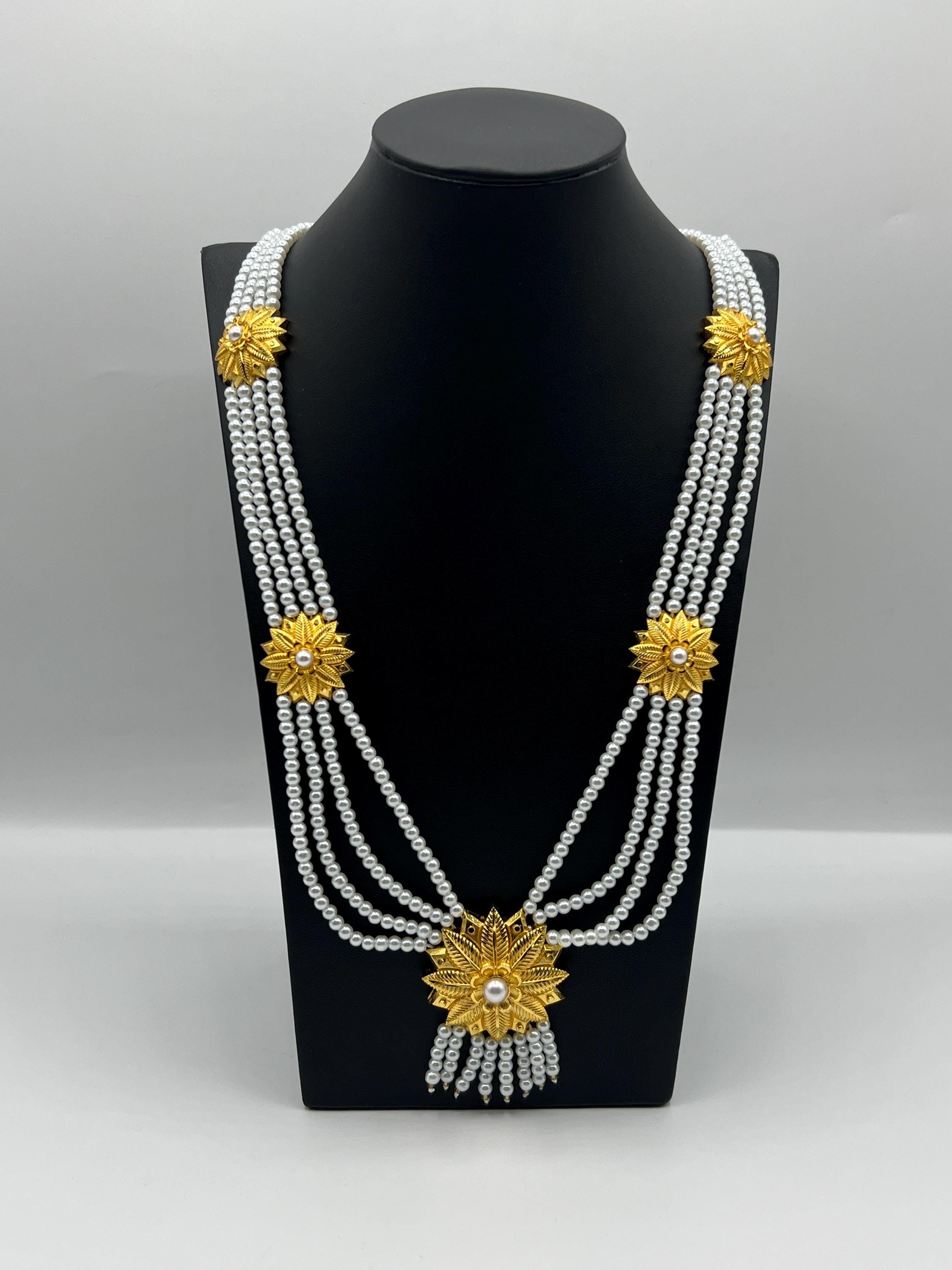 Gold-plated Chandra Haar Necklace With Pearls, Inspired by Nepal Moti ...