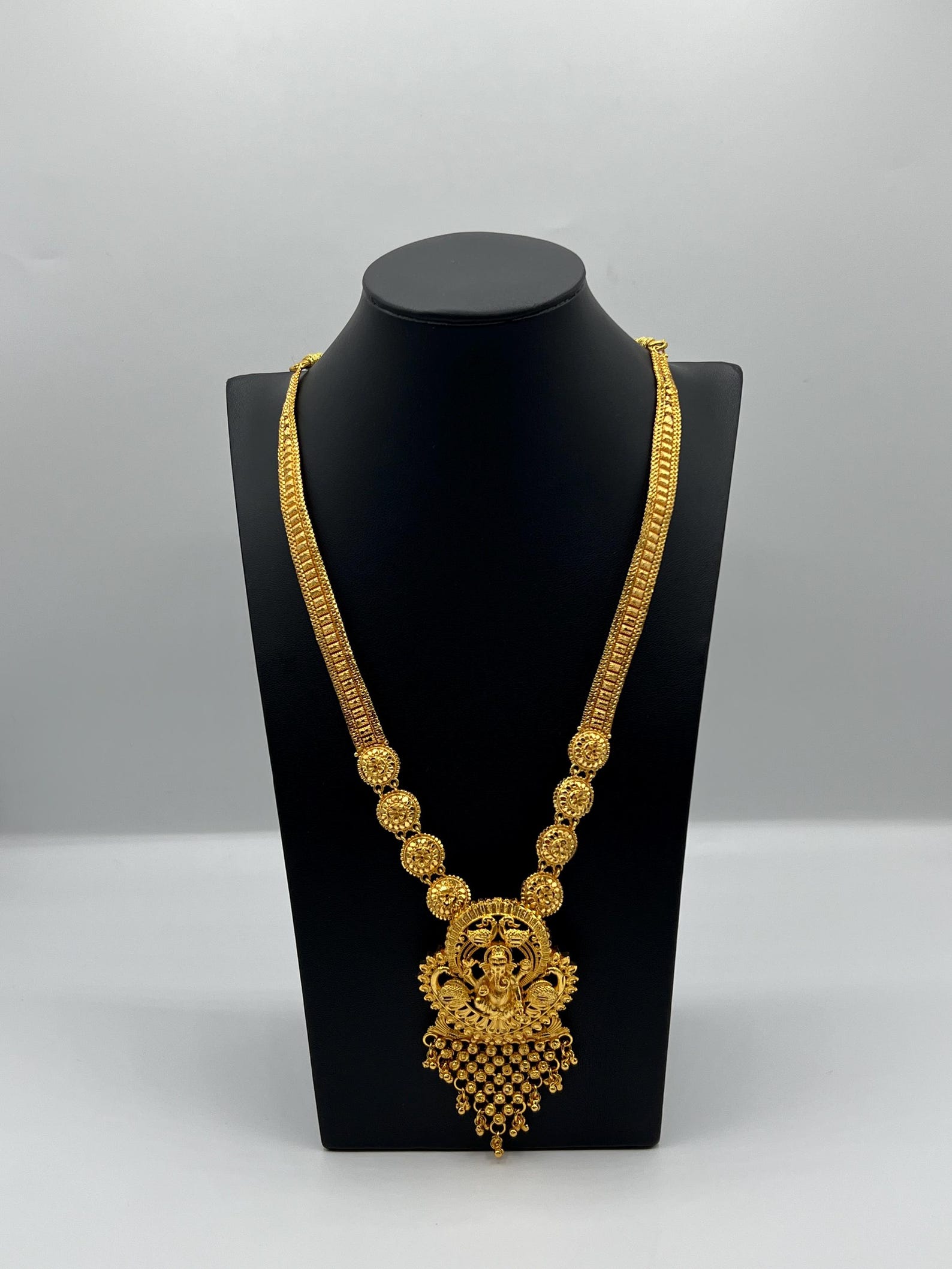 Gold Plated Rani Haar With Ganesh Pendant | Temple Jewelry Necklace Set ...