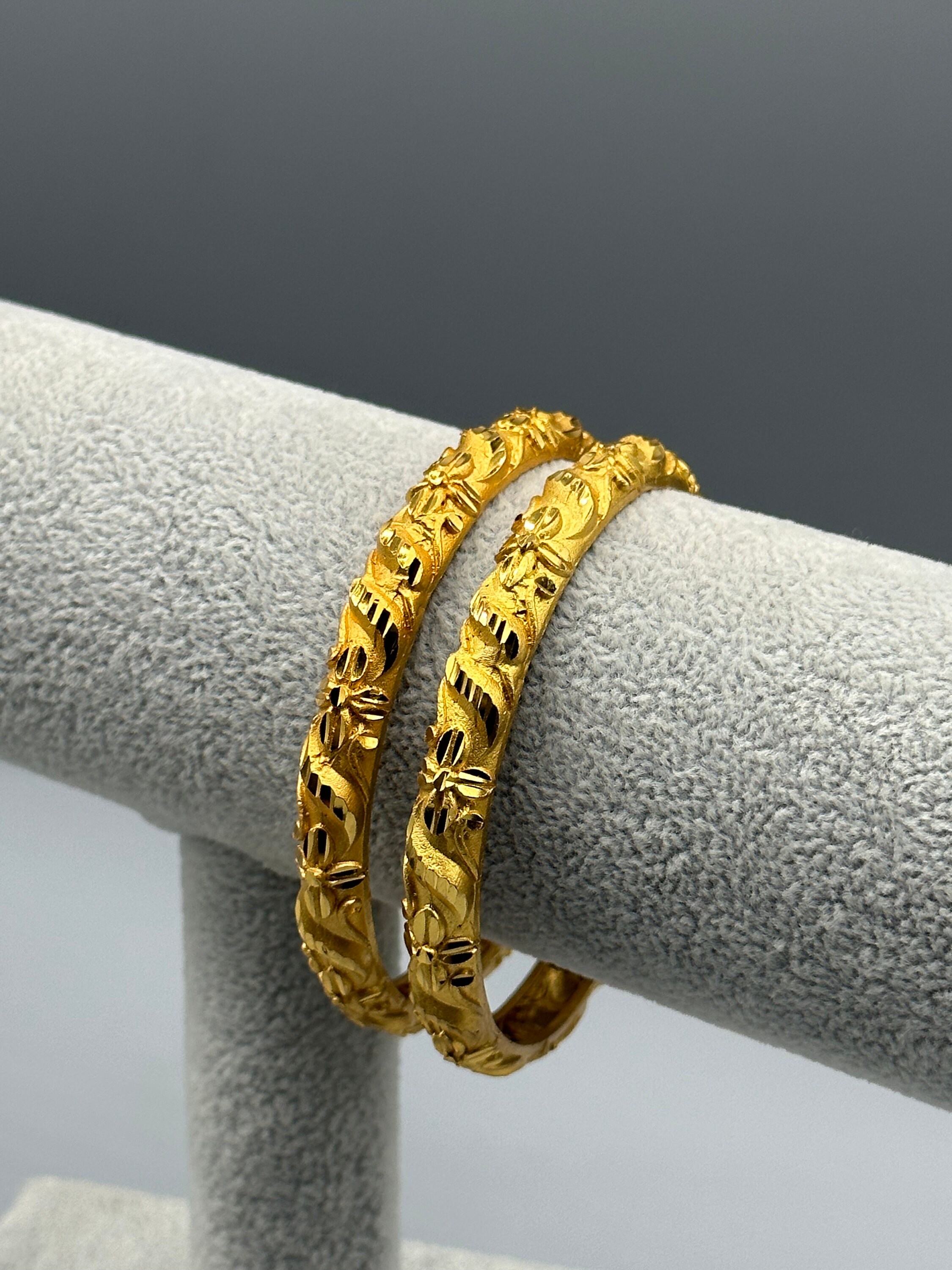 Gold-plated Floral Design Bangles Inspired by Indian - Etsy