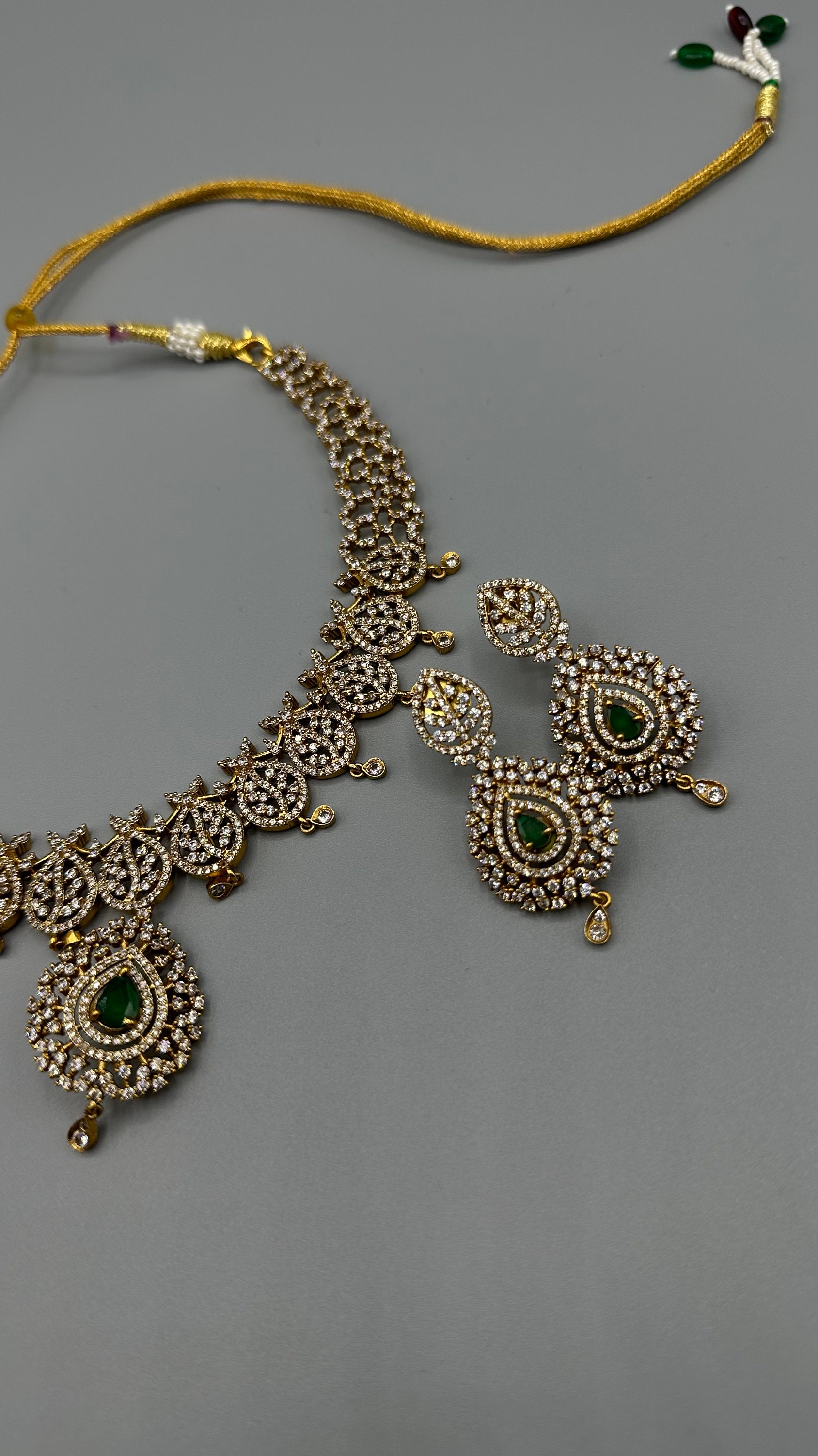 Gold Plated AD Stone Changeable Necklace Set - Etsy