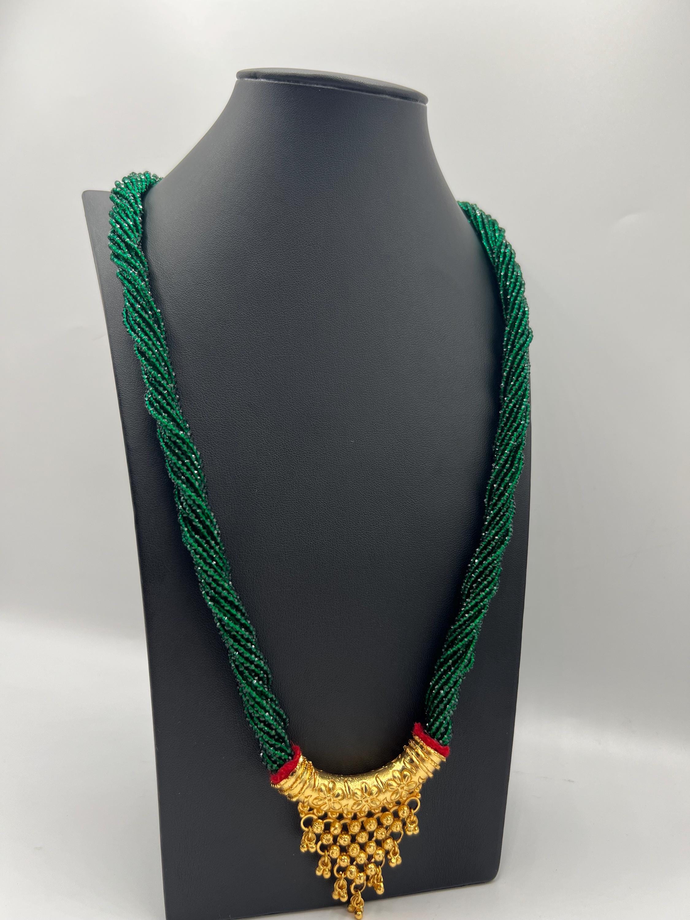 Viral Gold Plated C Tilhari in Green Hydro Potey - Etsy