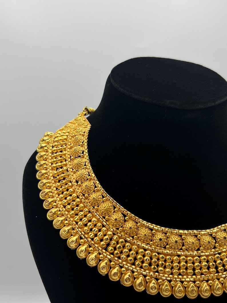 Luxury Gold Plated Mini Haar Necklace Heavy Indian Bridal Jewellery Set ...