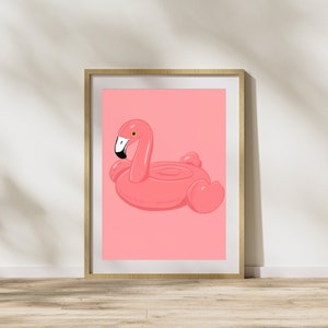 Bright Pink Flamingo Poster Animal Pop Art Living Room Centre Piece ...