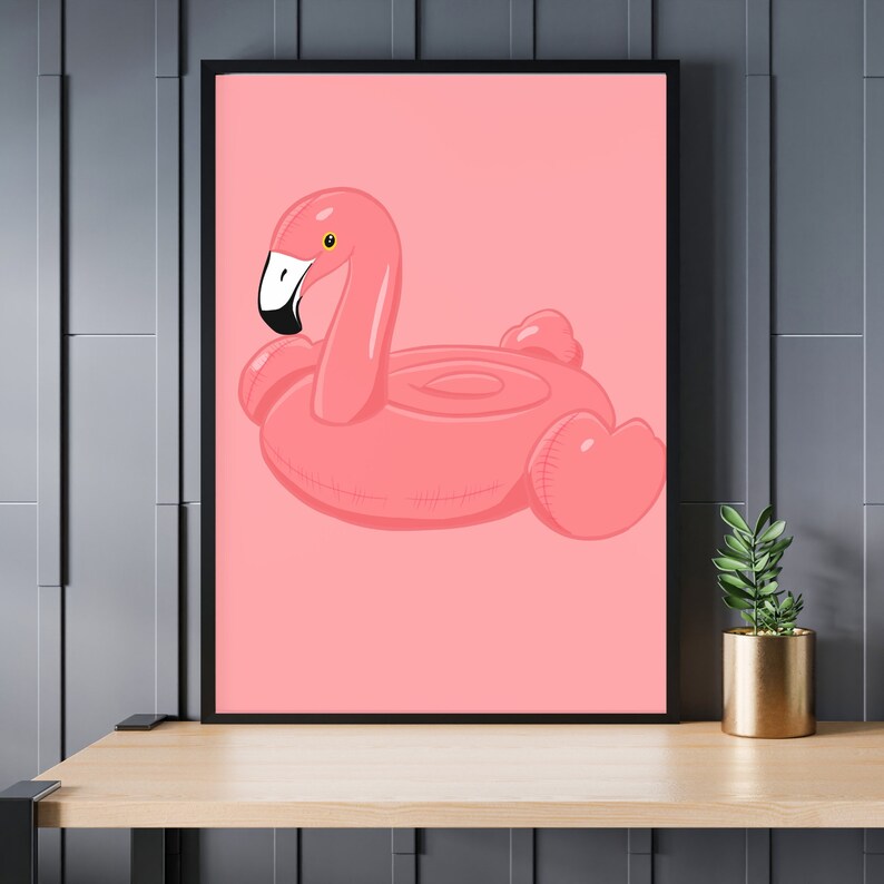 Bright Pink Flamingo Poster Animal Pop Art Living Room Centre Piece ...