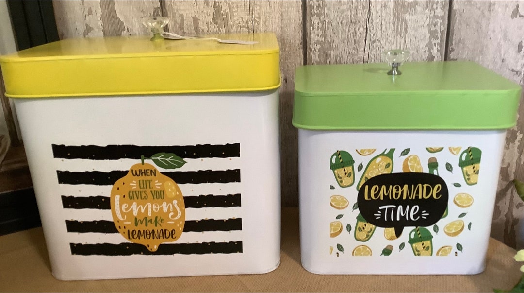 Set/ 2 Decorative Lemon Storage Bins - Etsy