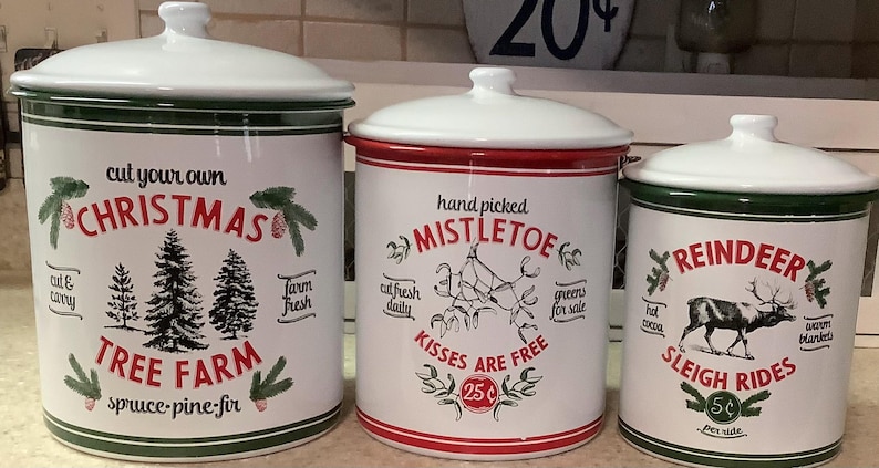 Set/3 Holiday Canisters - Etsy