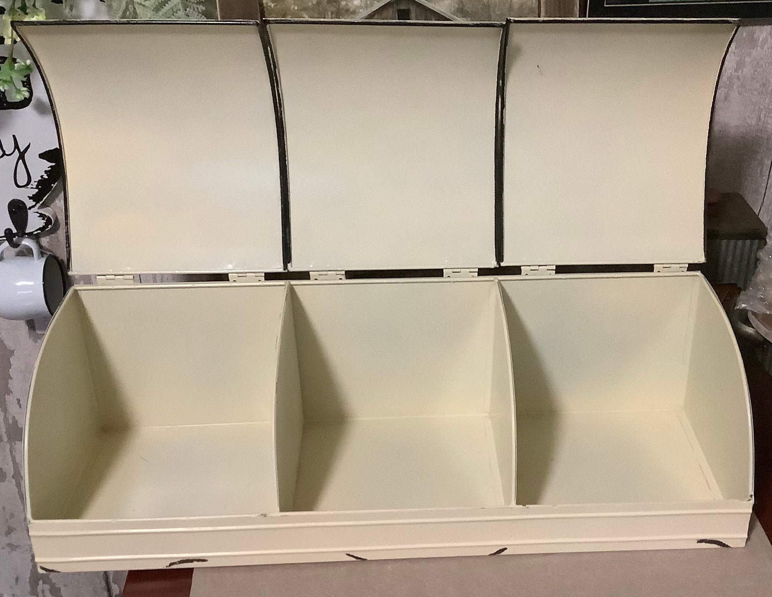 White Farmhouse 3 Door Divided Storage Bin - Etsy