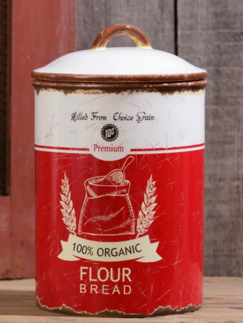 Retro Style Ceramic Farmhouse Ceramic Flour Canister. - Etsy