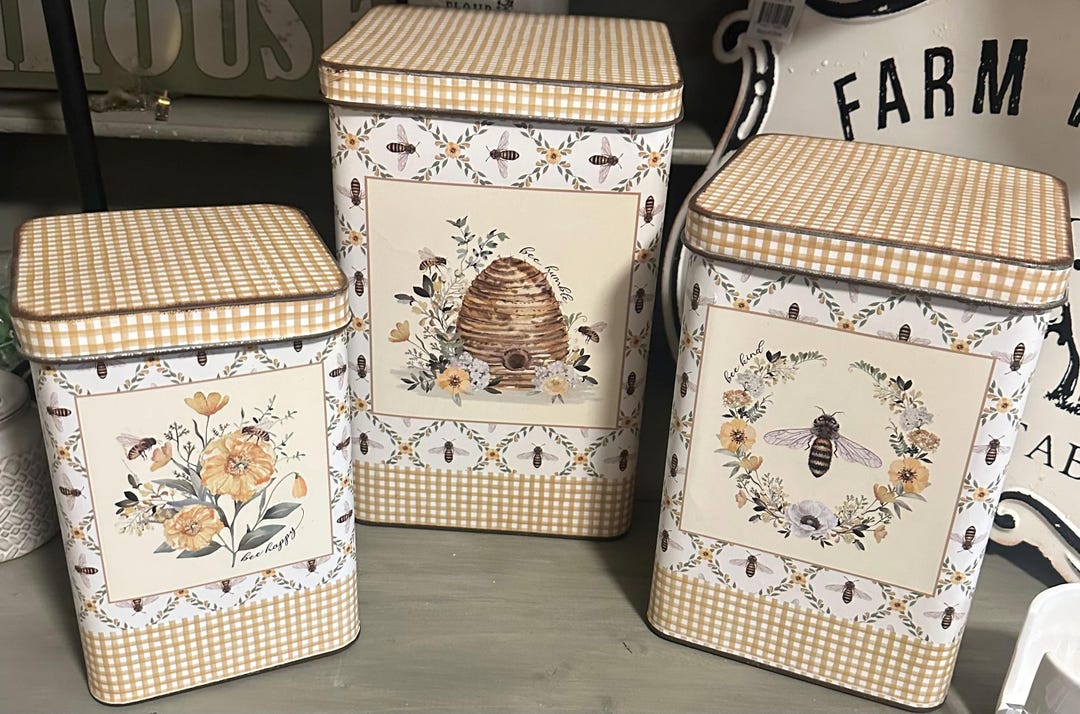 Set/3 Bee Humble Tin Canisters - Etsy