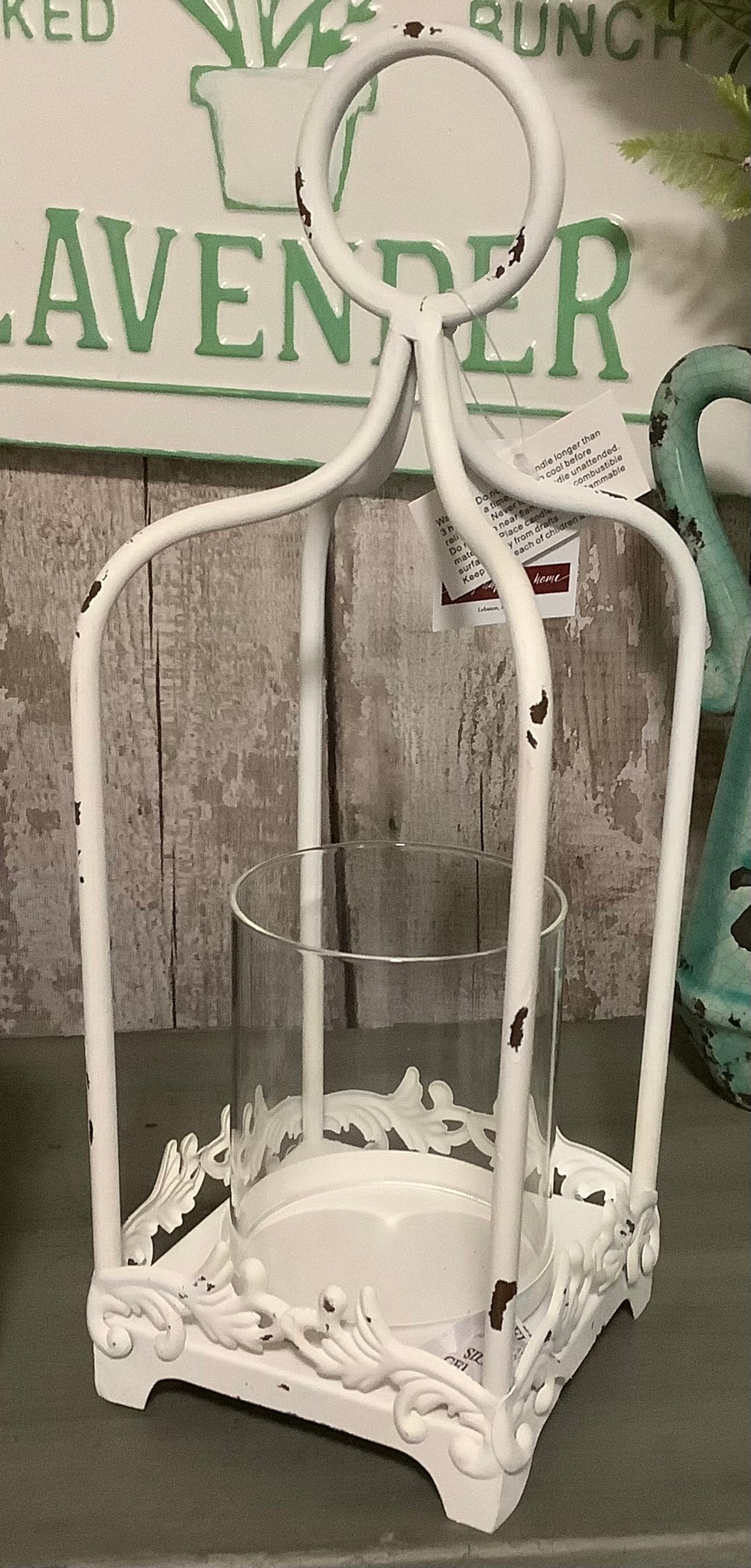 Distressed Lantern With Hurricane Glass - Etsy