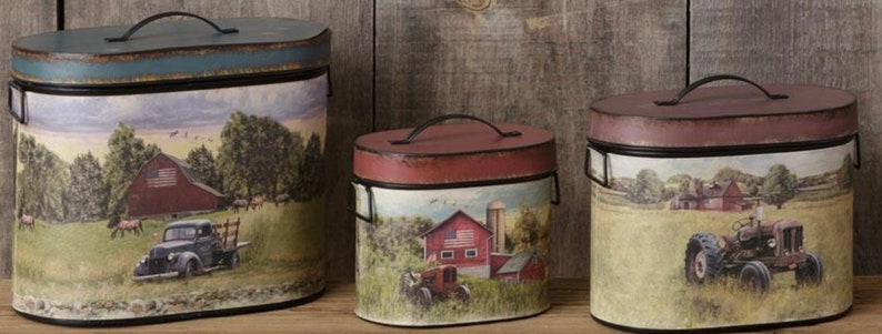 Oval Tin Canisters Set/3 - Etsy