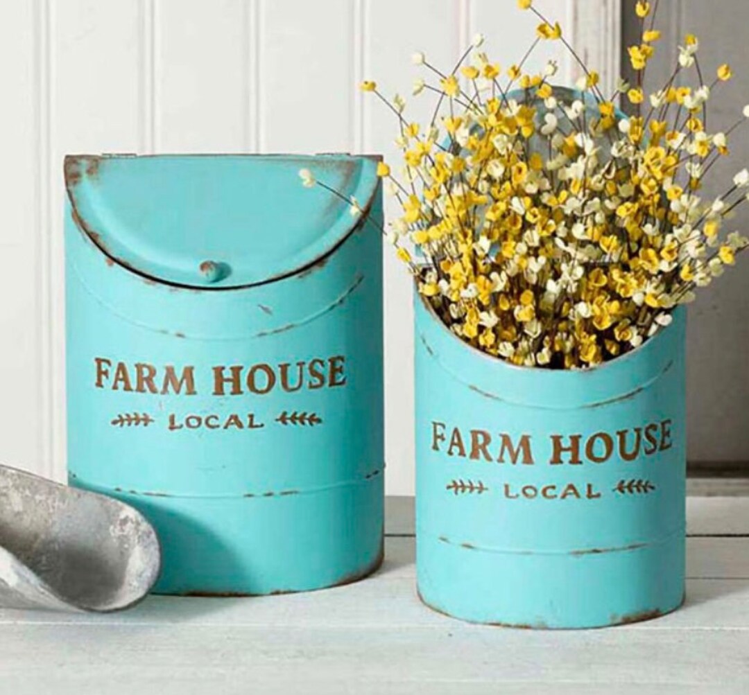 Set/2 Farmhouse Storage Bins - Etsy