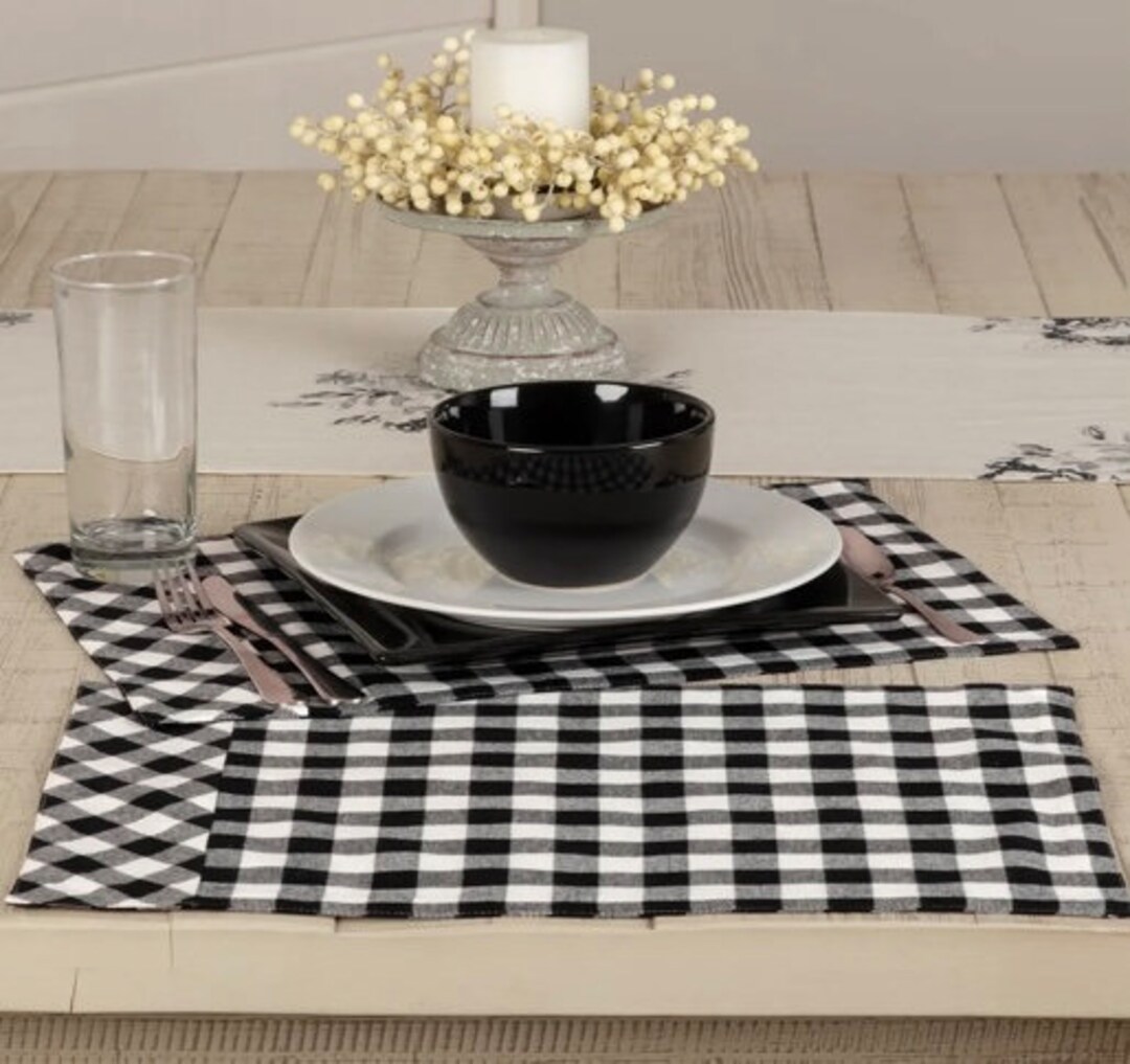 Black and White Buffalo Check Placemats Set/4 - Etsy