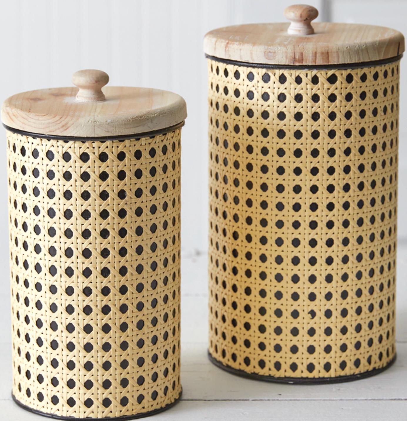 Set/2 Open Weave Cane Containers - Etsy