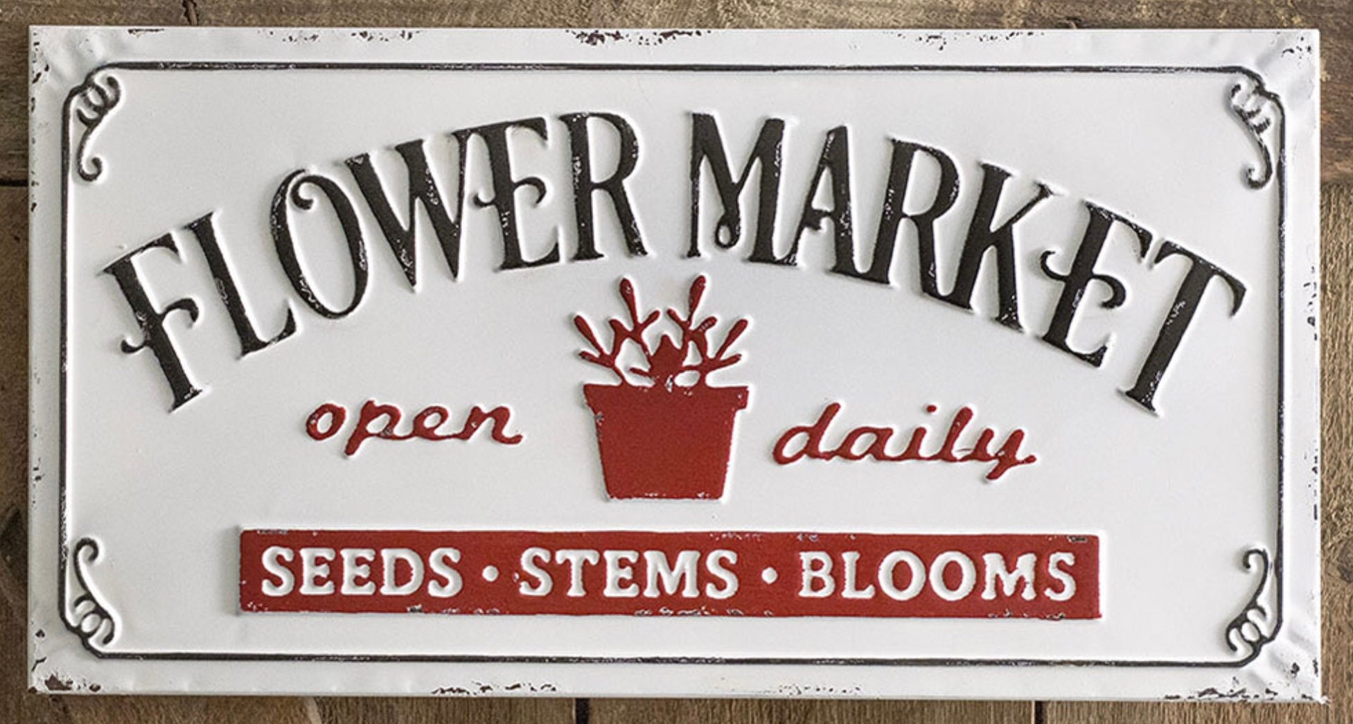 White Enamel Flower Market Wall Sign - Etsy