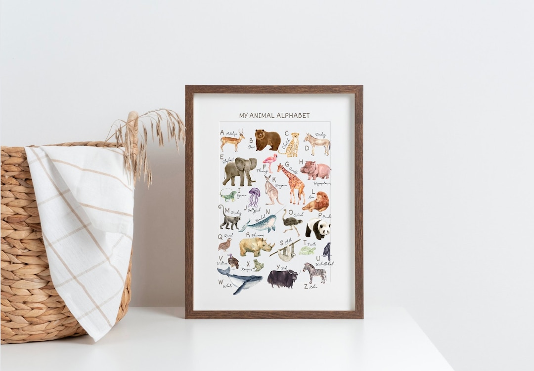 Animal Alphabet Art, Printable Alphabet Poster, A-Z Animal Species ...