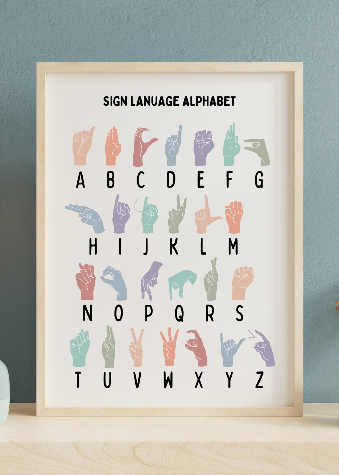 ASL Print American Sign Language Alphabet Printable Sign - Etsy