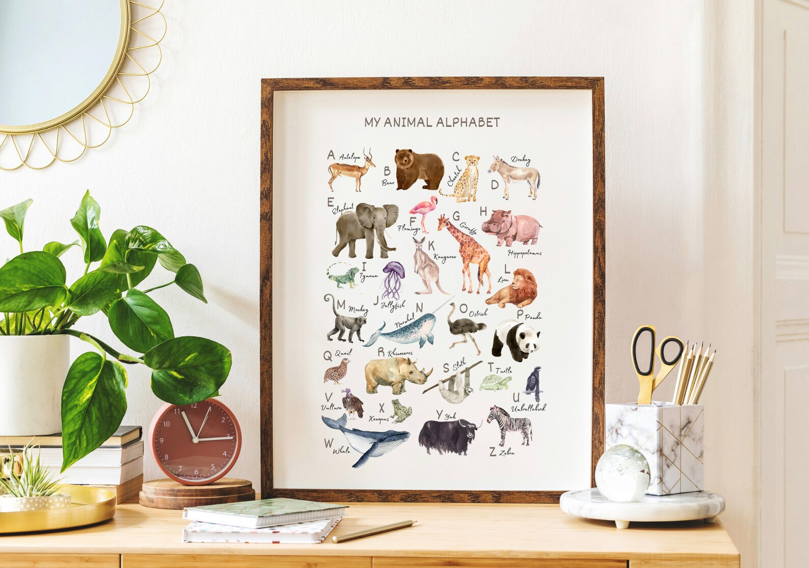 Animal Alphabet Art, Printable Alphabet Poster, A-Z Animal Species ...