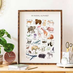 Animal Alphabet Art, Printable Alphabet Poster, A-Z Animal Species ...
