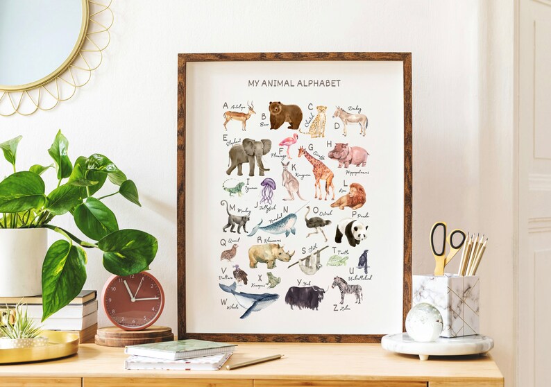 Animal Alphabet Art, Printable Alphabet Poster, A-Z Animal Species ...