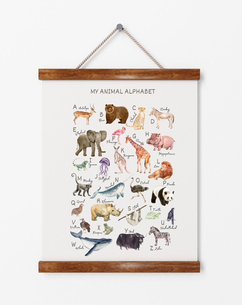 Animal Alphabet Art, Printable Alphabet Poster, A-Z Animal Species ...