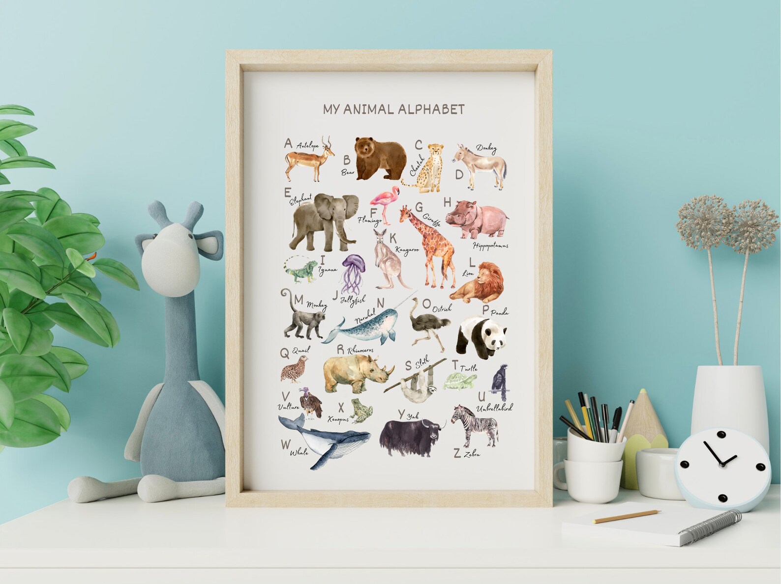 Animal Alphabet Art, Printable Alphabet Poster, A-Z Animal Species ...
