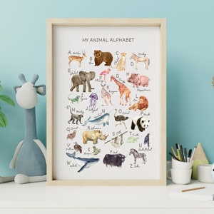 Animal Alphabet Art, Printable Alphabet Poster, A-Z Animal Species ...