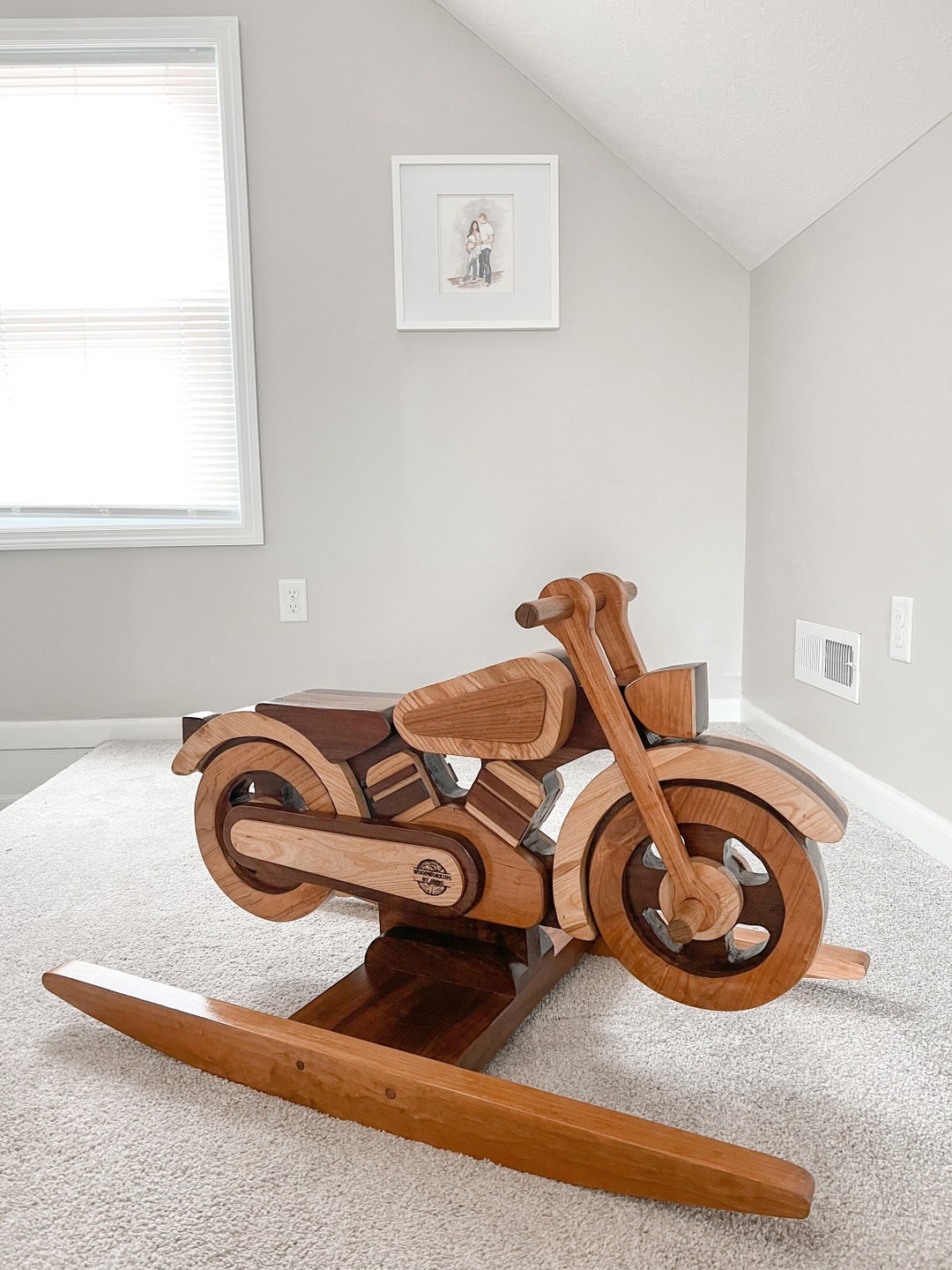 Handcrafted Wooden Rocking Motorcycle - Oak, Cherry, and Walnut - Etsy