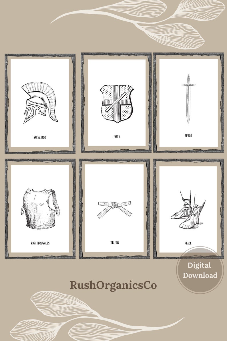 Full Armor of God, 6 DIGITAL PRINTS, Ephesians 6:13-17, Bible Print ...
