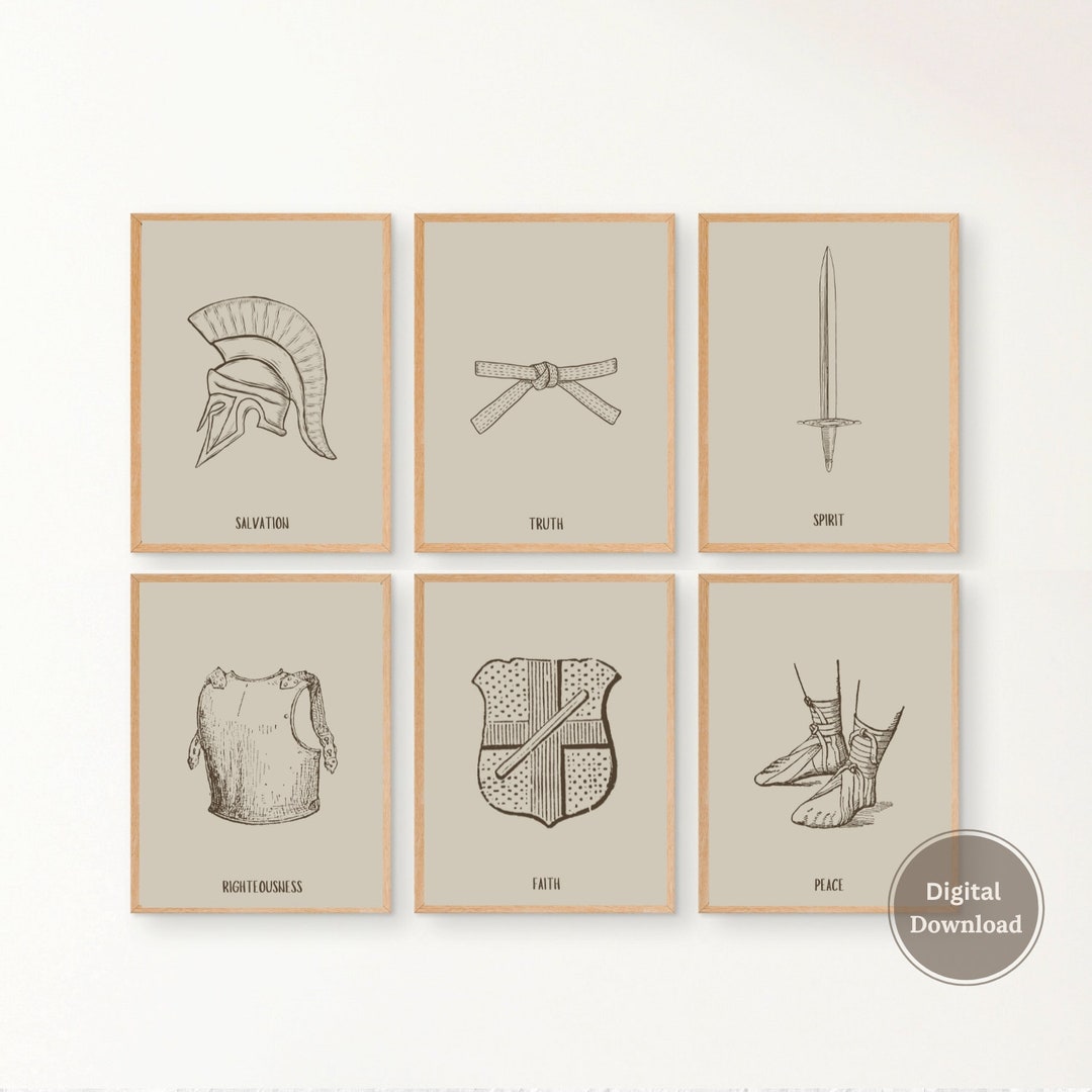 Full Armor of God, 6 DIGITAL PRINTS, Ephesians 6:13-17, Bible Print ...