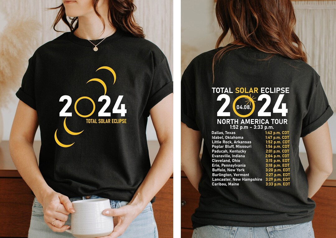 Total Solar Eclipse 2024 Shirt: Double-sided Celestial Tee - Etsy