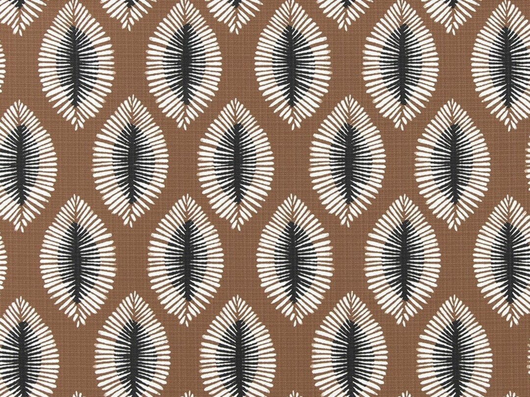 Bohemian Attitude Fall Outdoor Fabric, Leaf Print Terra Cotta & Black ...