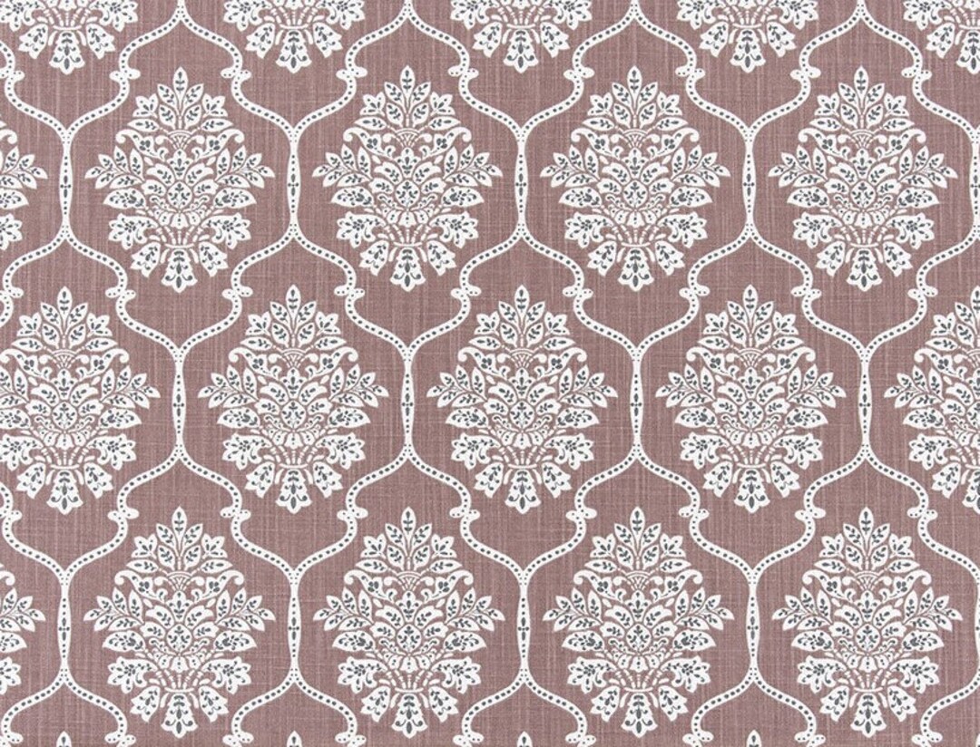 Dark Dusty Pink Floral Damask Upholstery Fabric, Dusty Rose, Premier ...