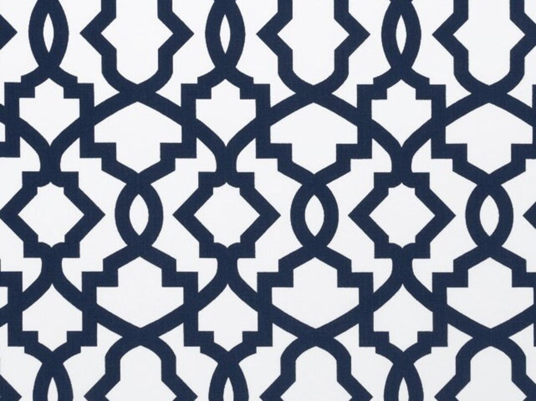 Navy Blue Contemporary Geometric Print Fabric by the Yard, Premier ...