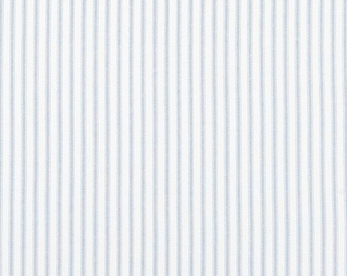 Weathered Blue & White Ticking Stripe Fabric, Striped Drapery ...