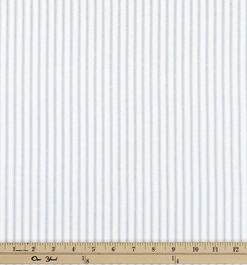 Weathered Blue & White Ticking Stripe Fabric, Striped Drapery ...