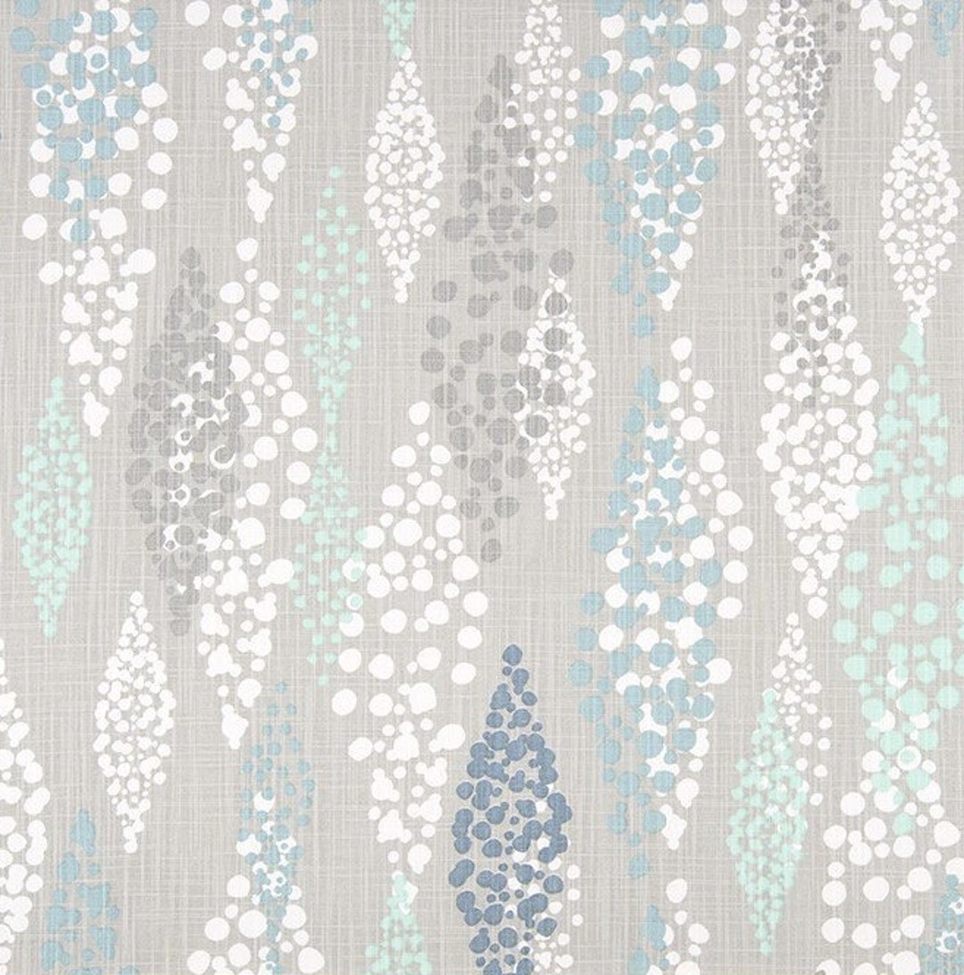 Premier Prints Angelo Fountain Fabric, Shades of Aqua, Blue, White ...