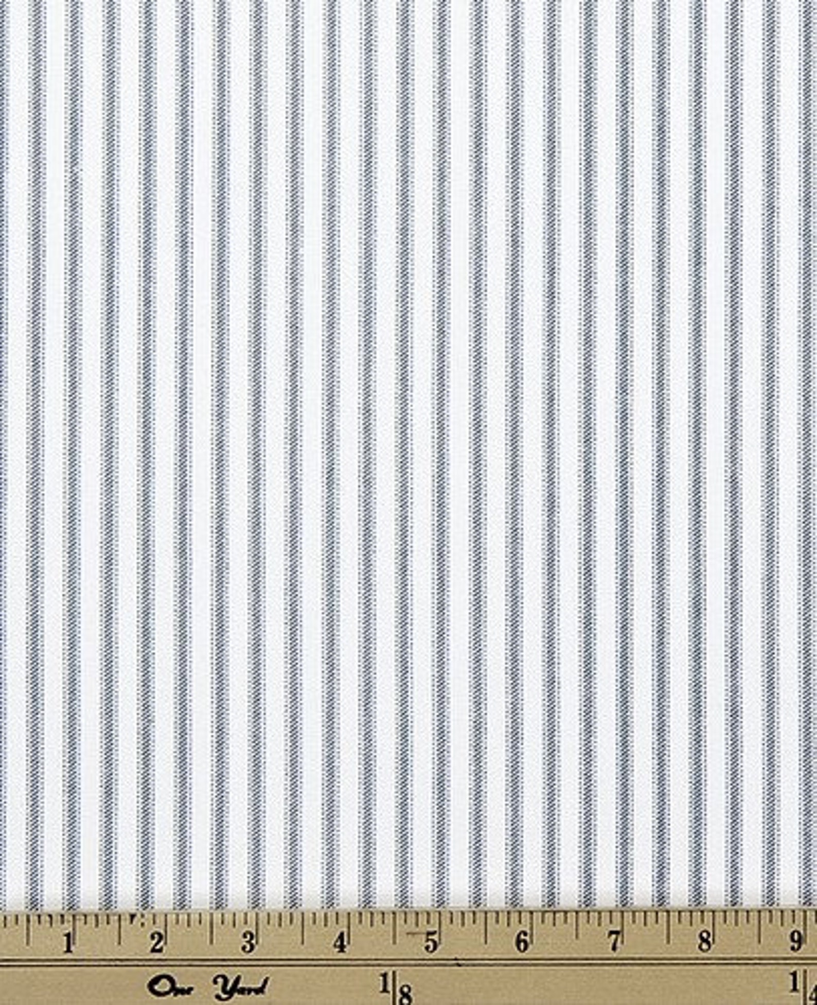 Navy Blue & White Ticking Stripe Fabric, Designer Striped Drapery ...
